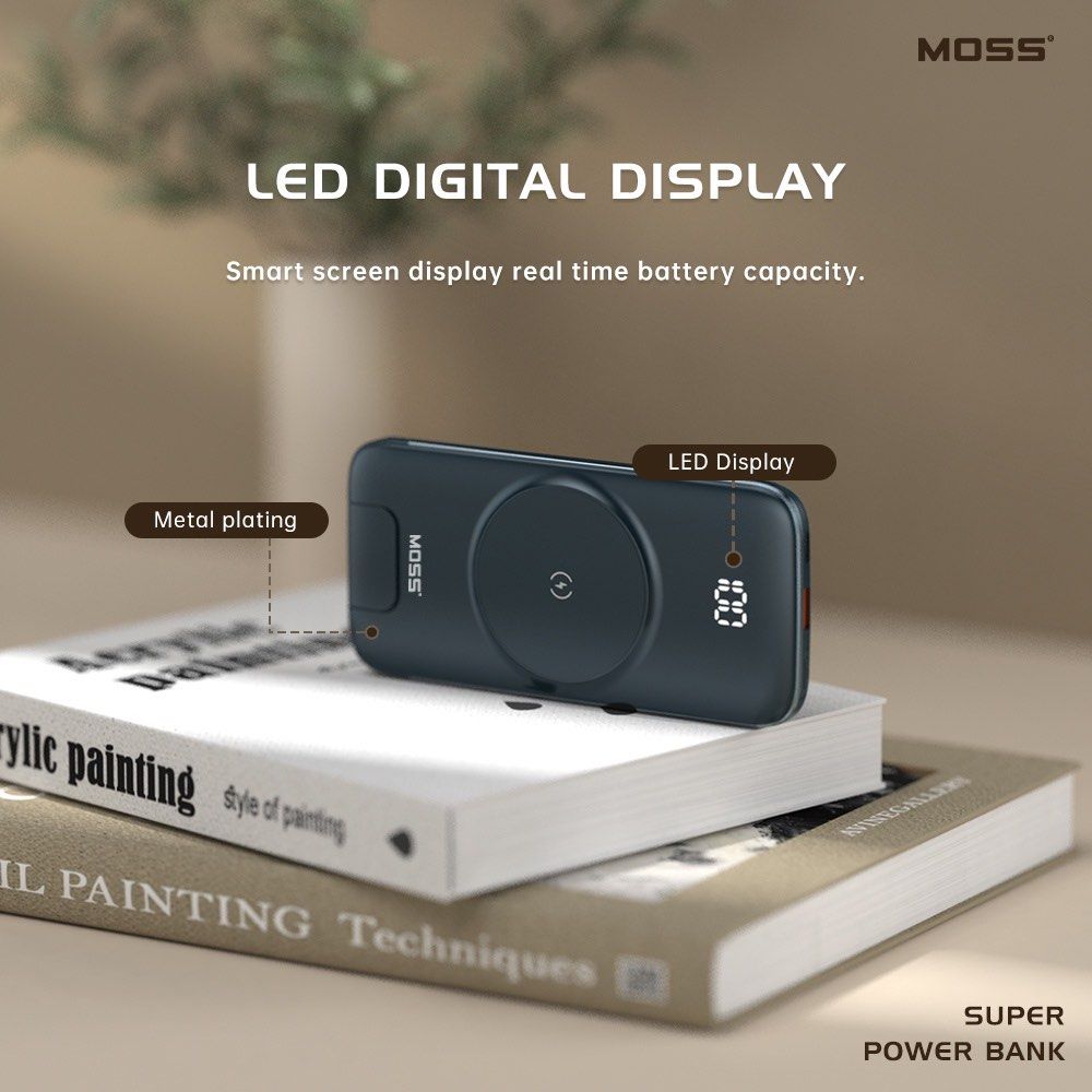 MOSS 22.5W PD QC 3.0 Fast Charge Power Bank with 10000mAh LED Display ...