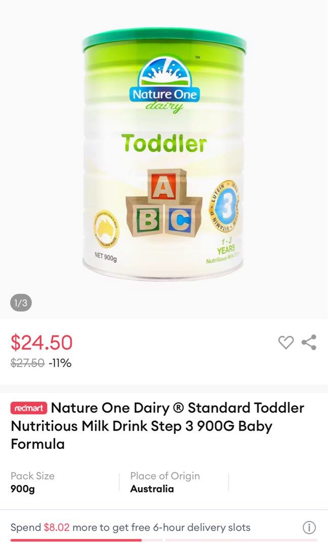 Nature one dairy 1-3 years formula milk, Babies & Kids, Nursing ...