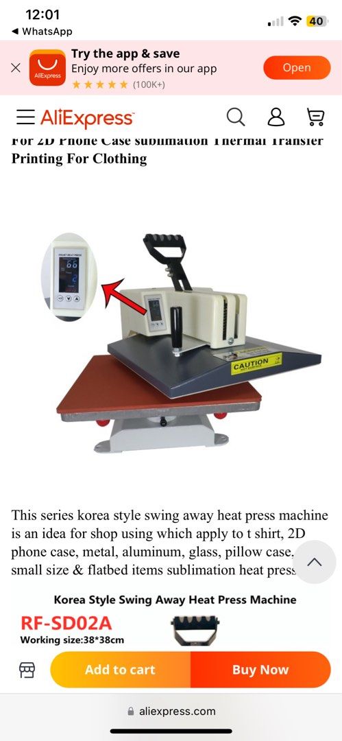 NEW Korea Style Swing Away Heat Press Machine, Computers & Tech, Office ...