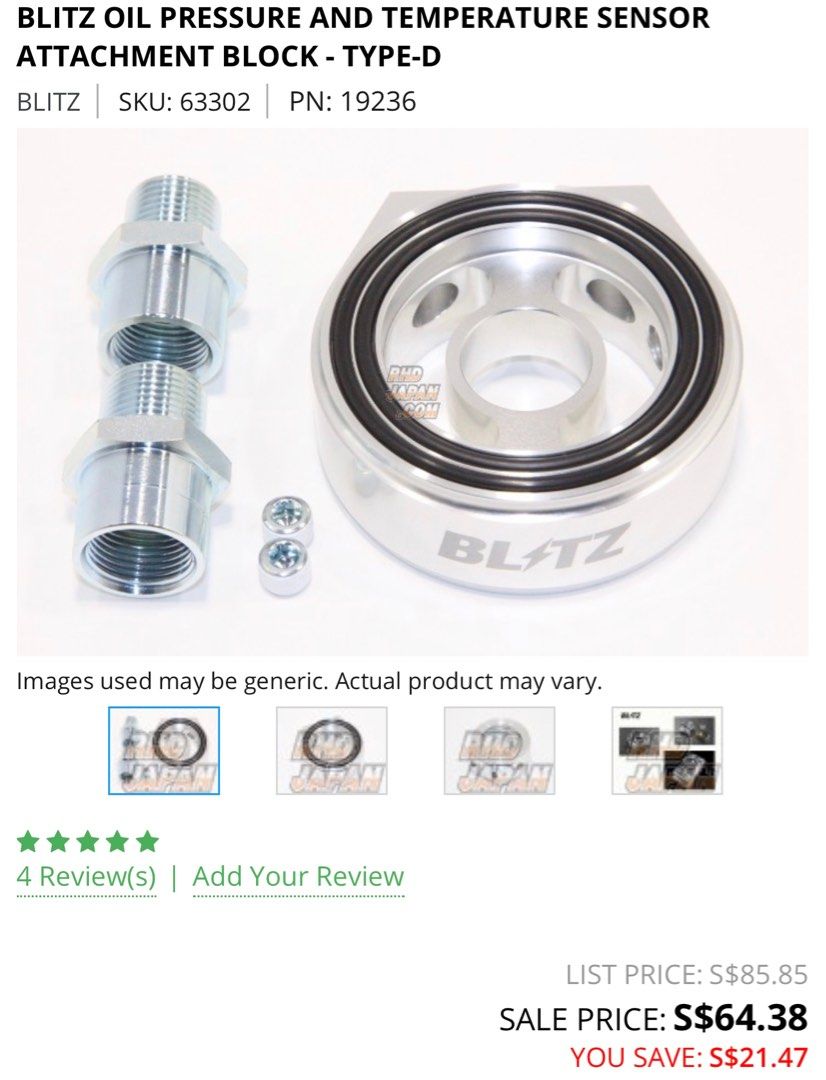 Oil filter adaptor / sensors / sandwich, Car Accessories, Accessories ...