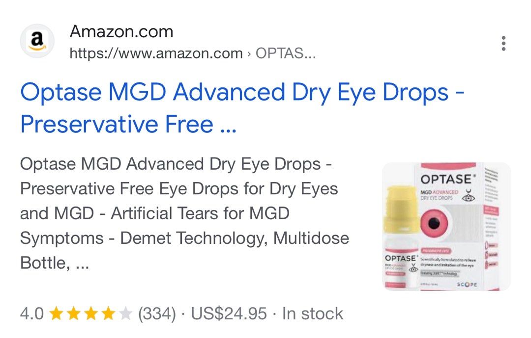 Optase MGD Advance Dry Eye Drops, Beauty & Personal Care, Vision Care ...