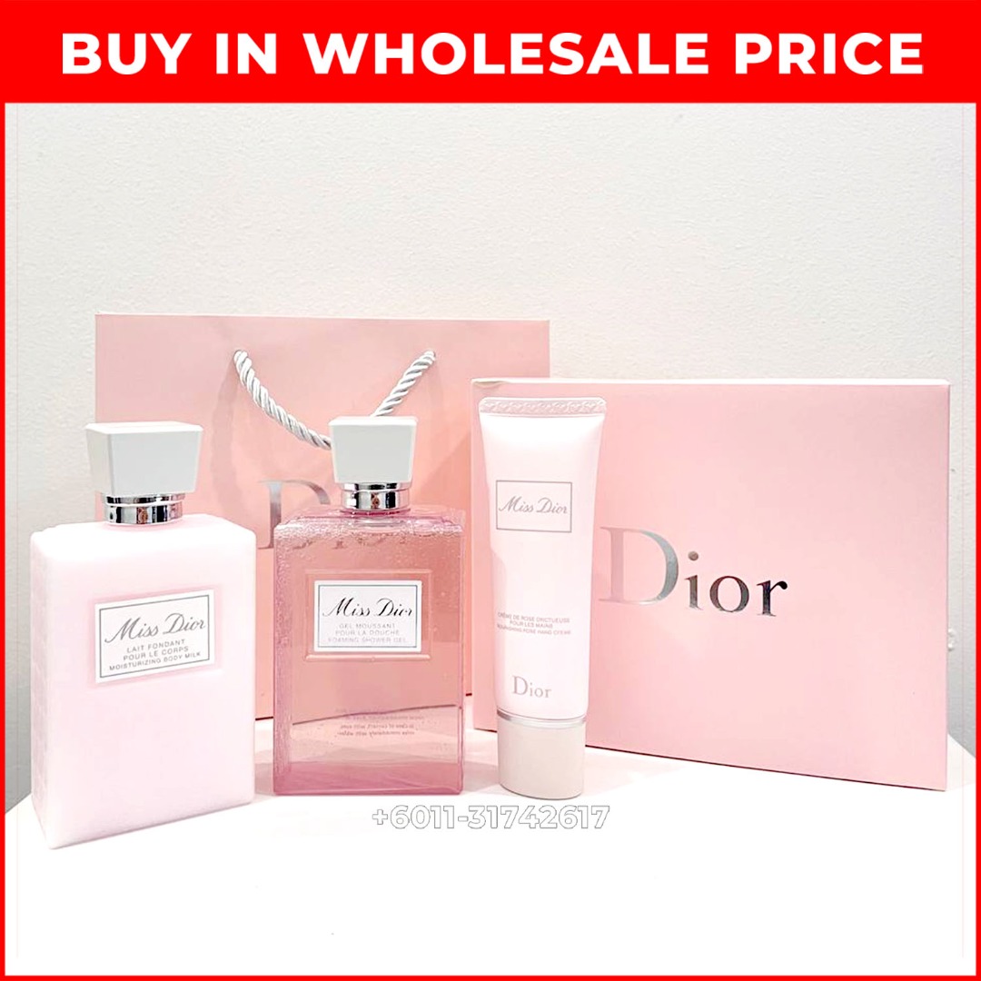 [ORIGINAL] MISS DIOR 3IN1 PINK BOX SET (SHOWER GEL ,BODY MILK,HAND ...