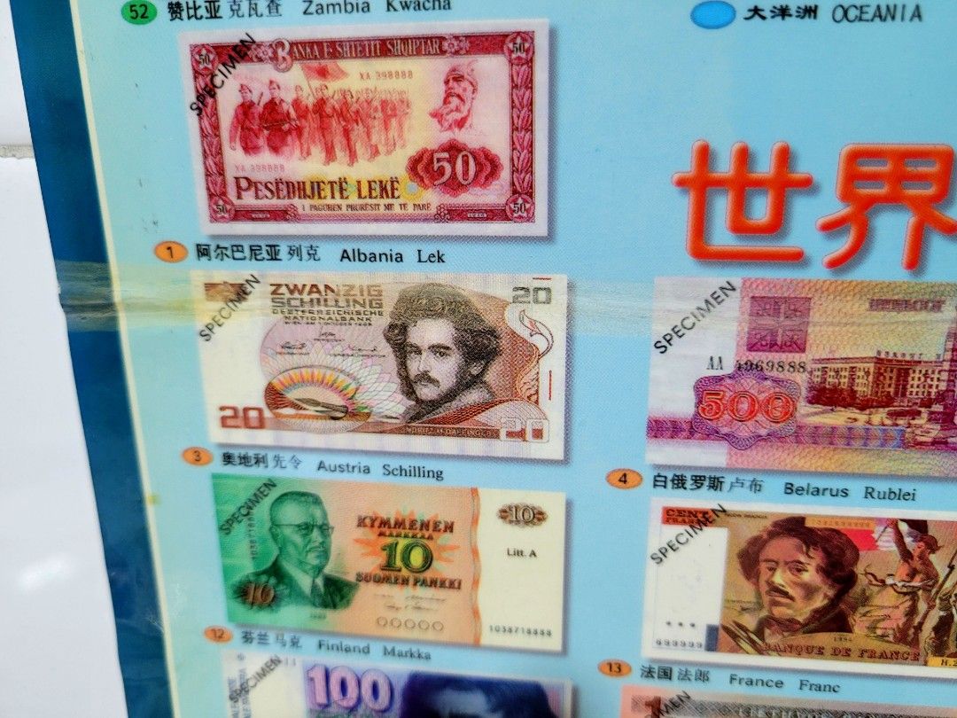 Laminated Bank Notes of the World Poster, Furniture & Home Living, Home ...