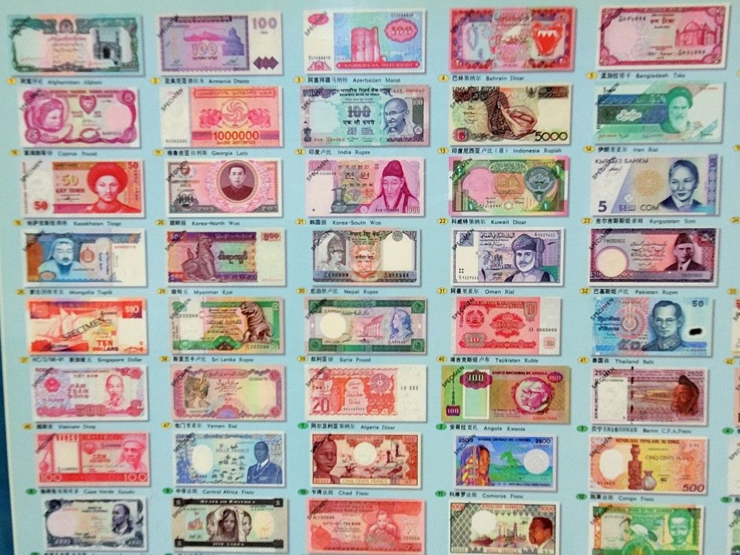 Laminated Bank Notes of the World Poster, Furniture & Home Living, Home ...