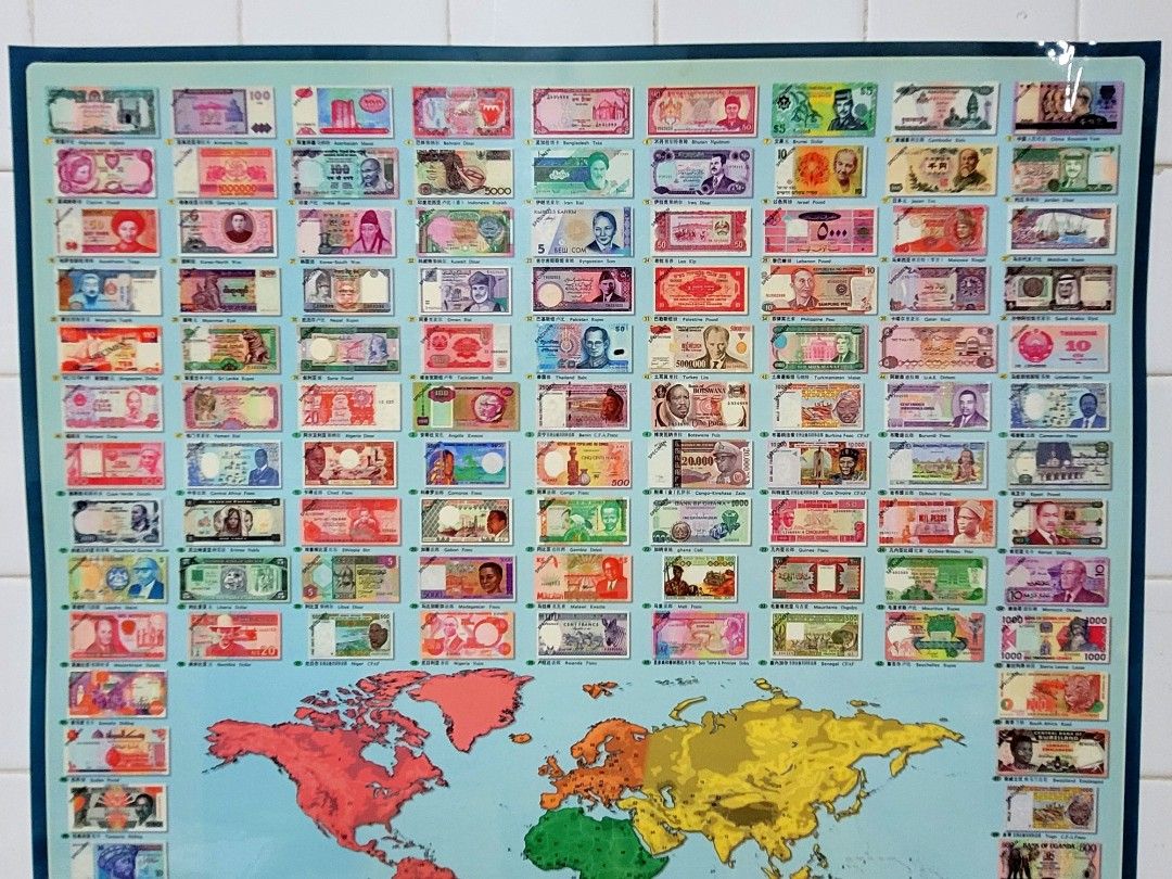 Laminated Bank Notes of the World Poster, Furniture & Home Living, Home ...