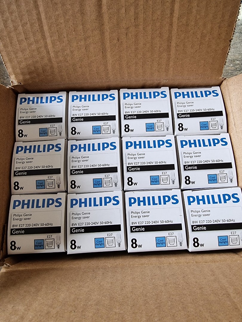 Philips Genie 8W 12 Bulbs box New, Jasa, Jasa Servis Rumah, Electrical ...
