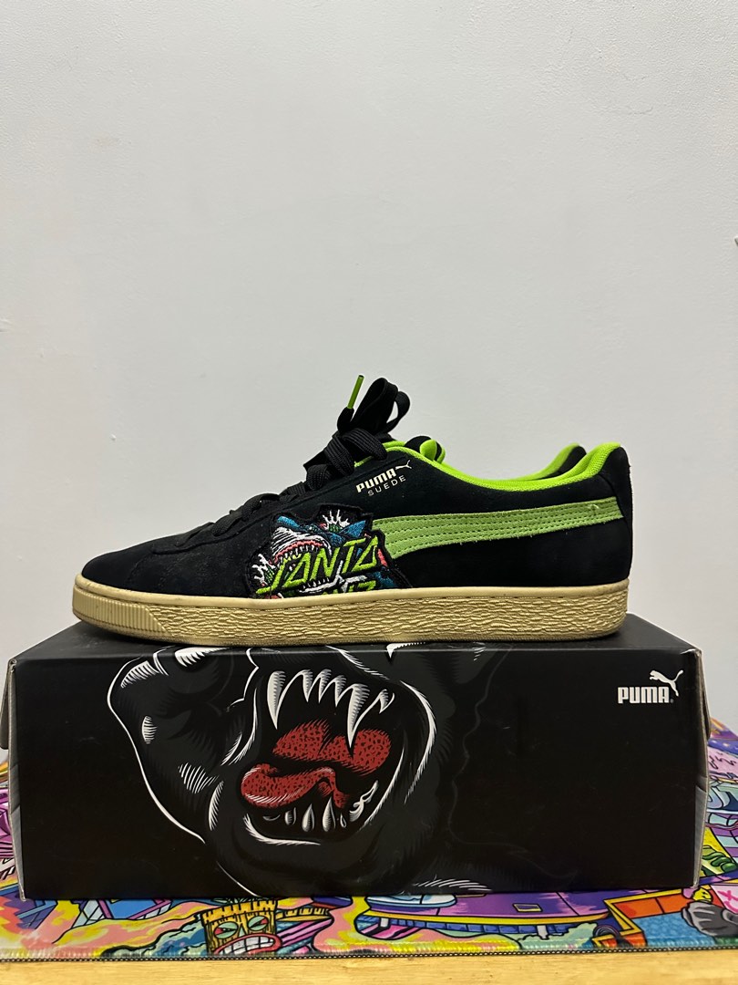 Puma Suede X Santa Cruz Suede Shark Black Green, Fesyen Pria, Sepatu ...