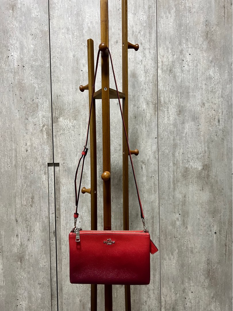 (Rare!) Red Ombre Pebble Leather Crossbody Coach Bag, Women's Fashion ...