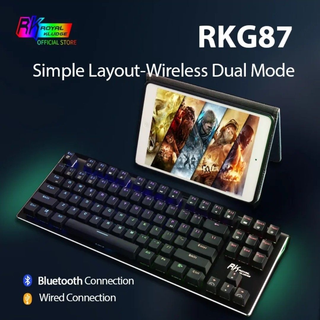 Royal Kludge RK G-87 Dual Mode Mechanical Gaming Keyboard (Blue Switch), Computers & Tech, Parts ...