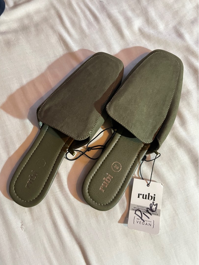Rubi olive green mules, Women's Fashion, Footwear, Flats & Sandals on ...
