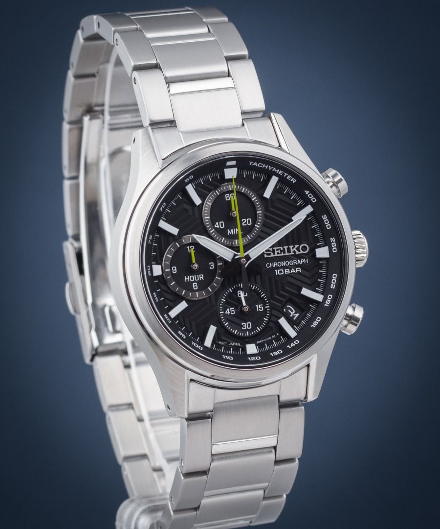Seiko SSB419P1 Conceptual Chronograph Tachymetre Quartz Sapphire Black ...
