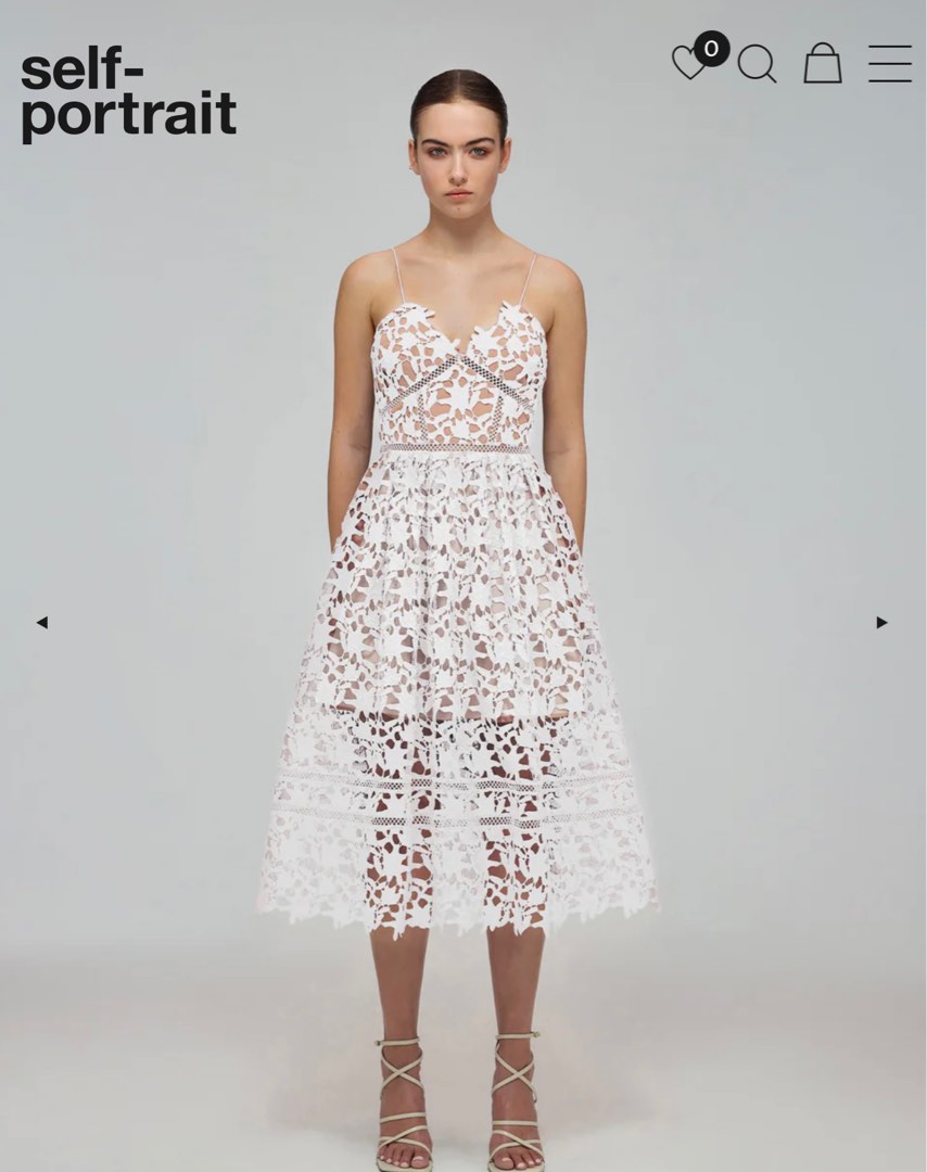 Self Portrait Azalea White Dress, Women's Fashion, Dresses & Sets ...