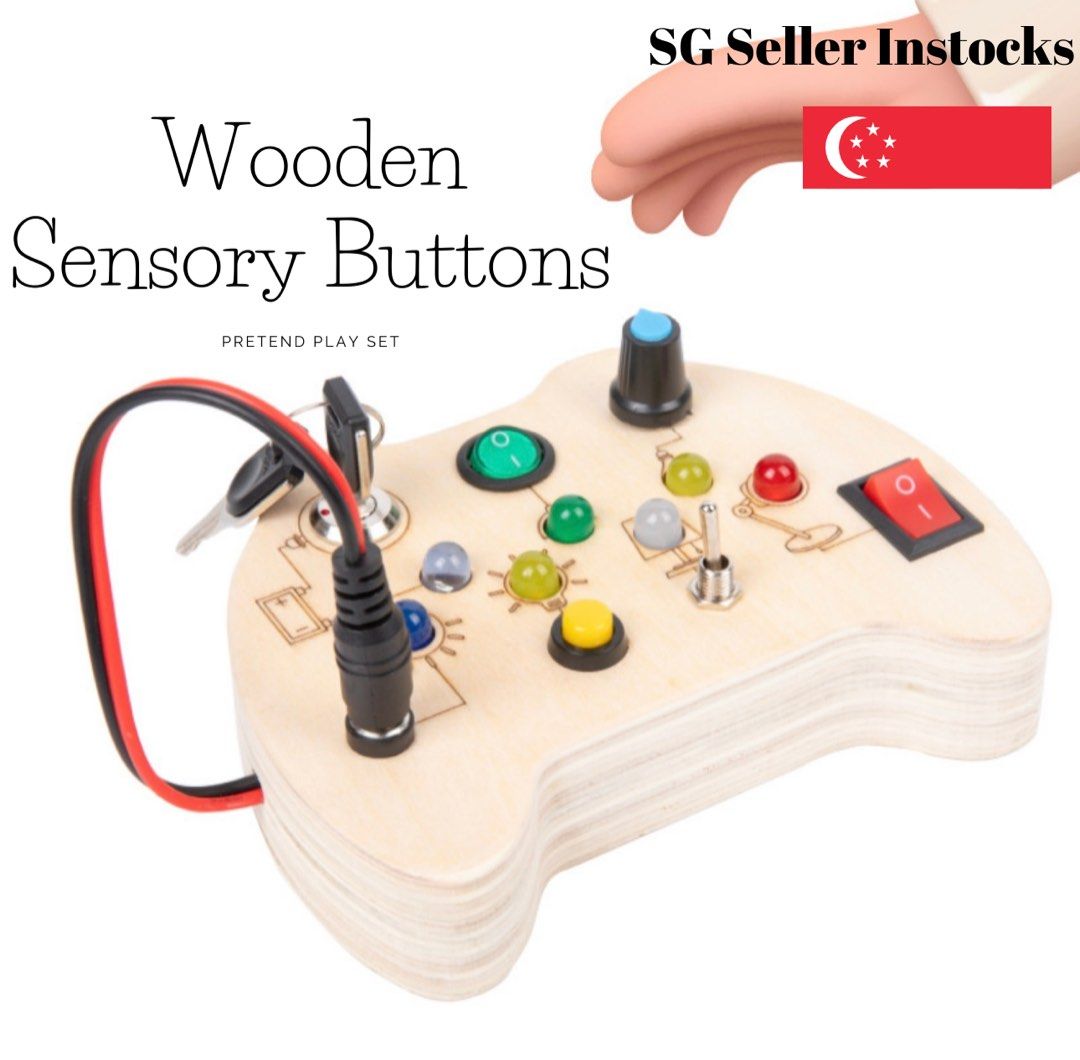 SG [Instocks] Wooden Sensory Button Set Kids Toys Kitchen Pretend Play ...