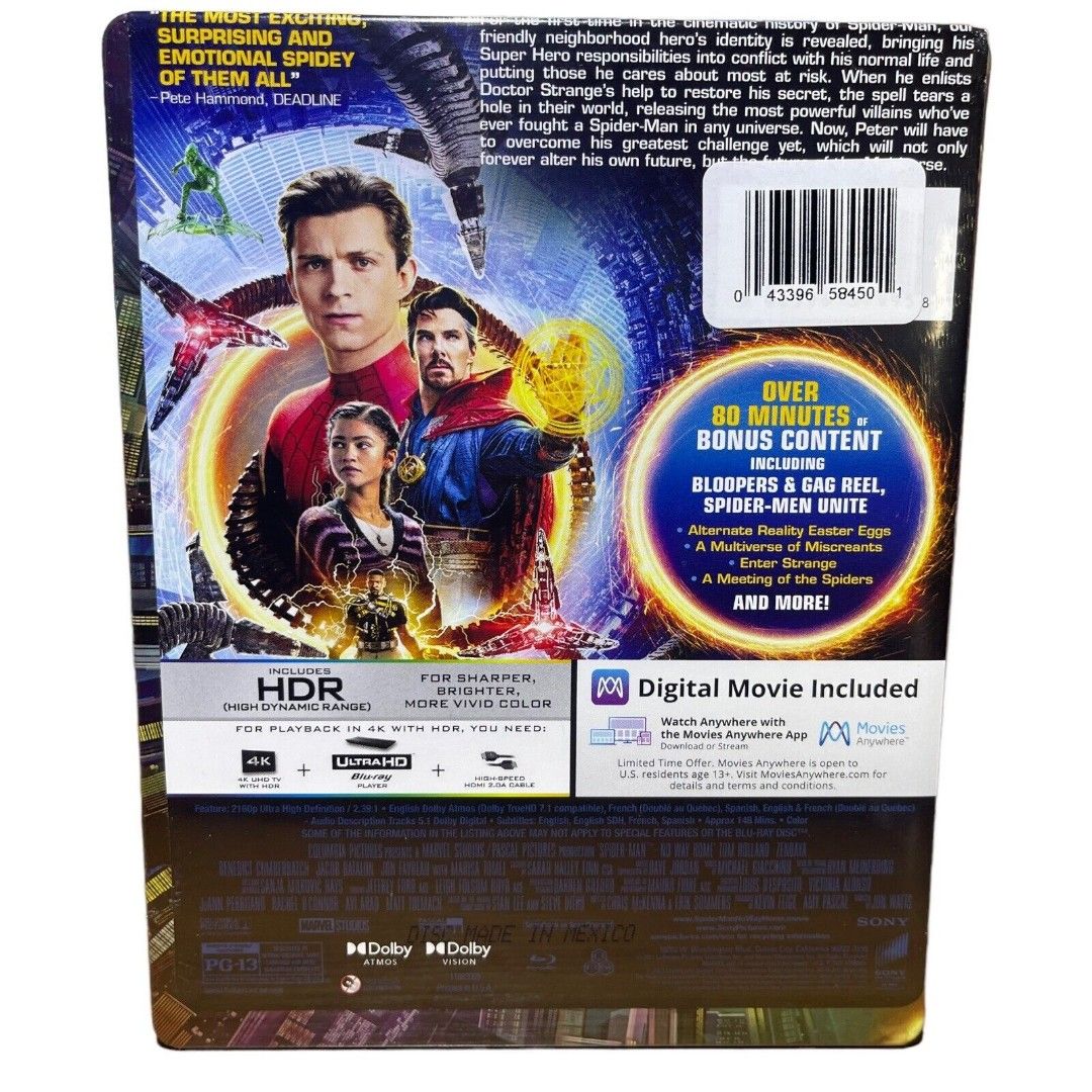 Spider-Man No Way Home 4k Blu Ray Steelbook, Hobbies & Toys, Music ...