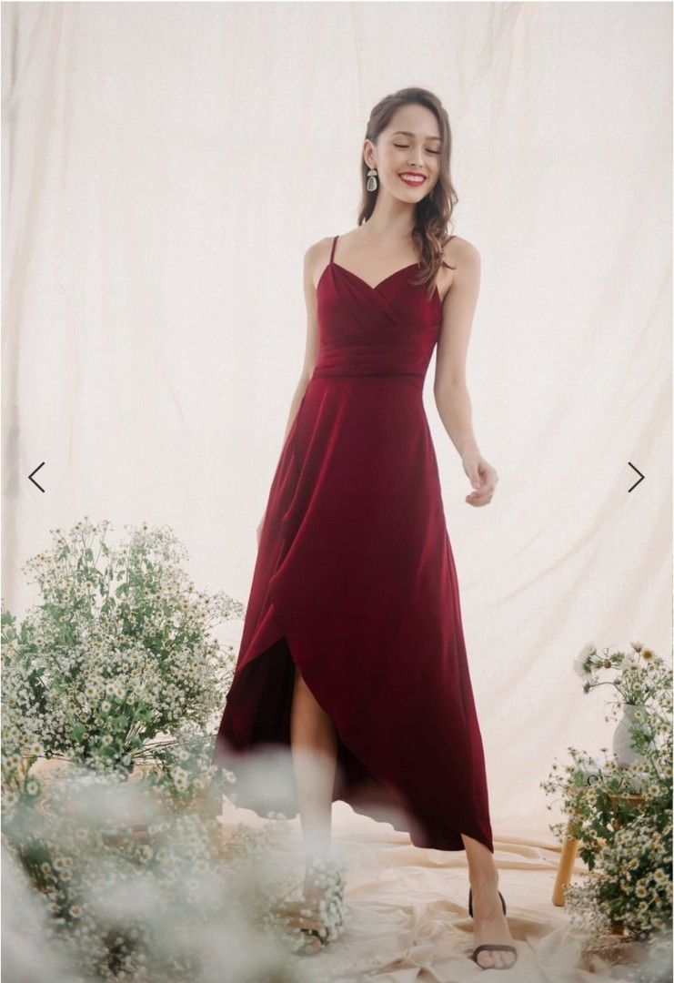 The Thread Theory - Sacred Love Song Dress (Burgundy), Women's Fashion ...