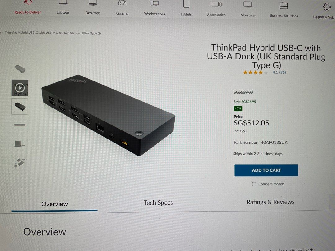 ThinkPad Hybrid USB-C with USB-A Docking Station, Computers & Tech ...