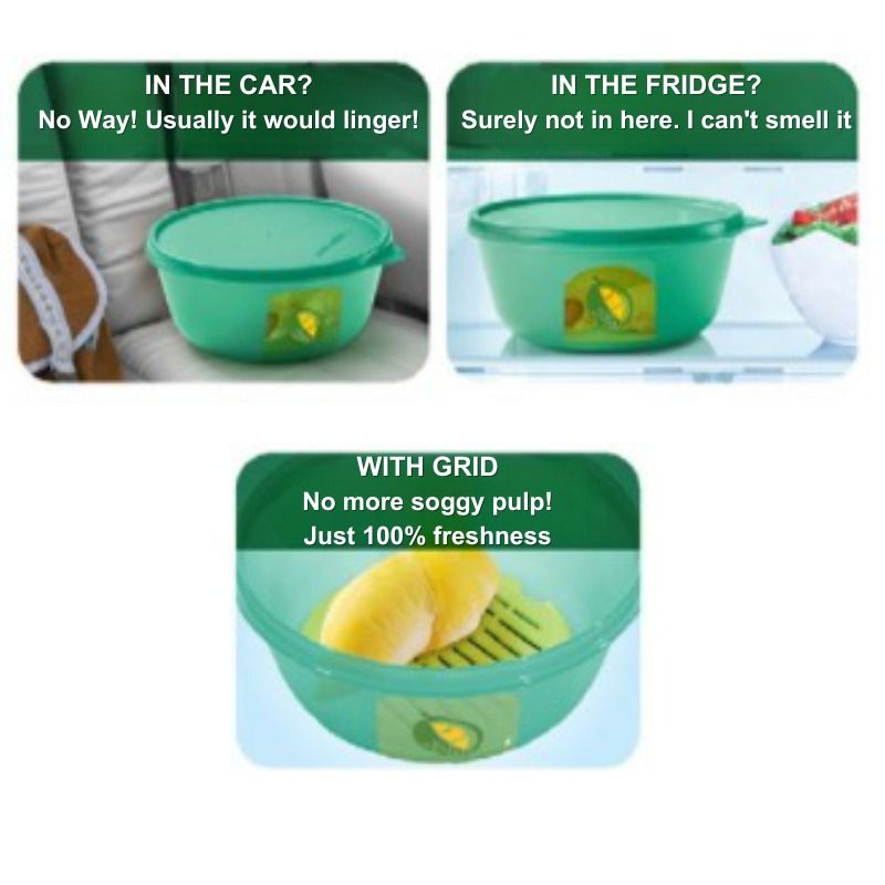 Tupperware 1.5L Ultimate Durian Keeper Storage Container with Lid Cover ...