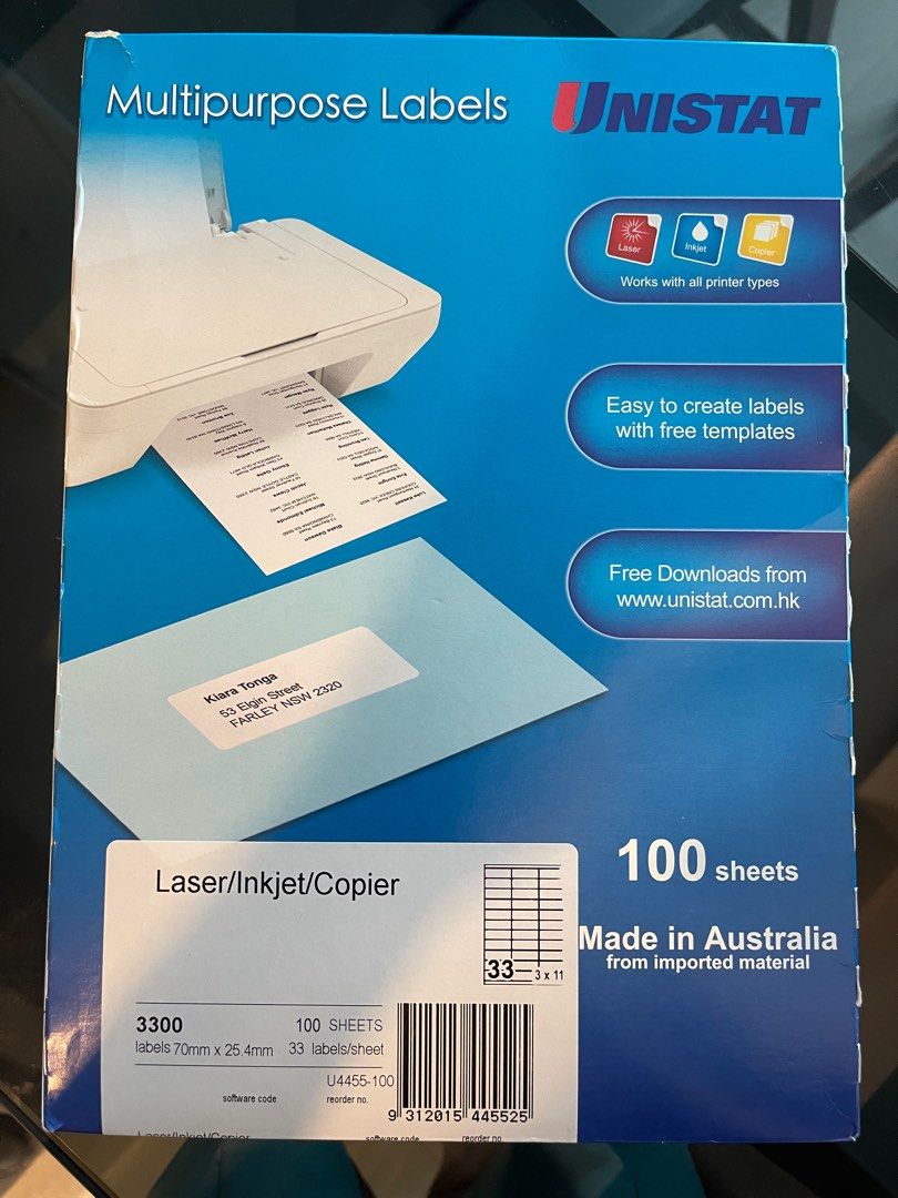 Unistat U4455 Labels, Computers & Tech, Printers, Scanners & Copiers on ...