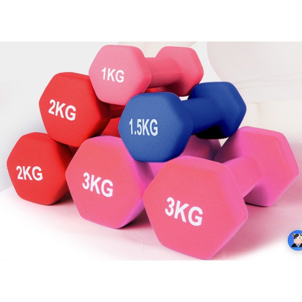 Vinyl Dumbbells, Dumbbell 1kg to 5kg, Female Lady Dumbbell, Hexagon Shape With Vinyl Coating ...