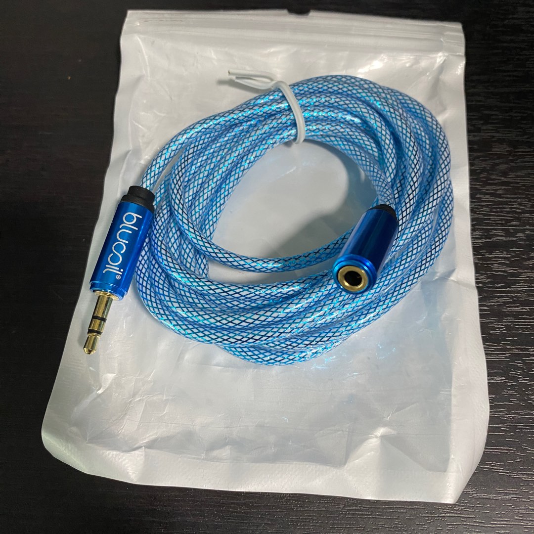 3.5mm jack extender extension 1.5m long good quality blue cable ...
