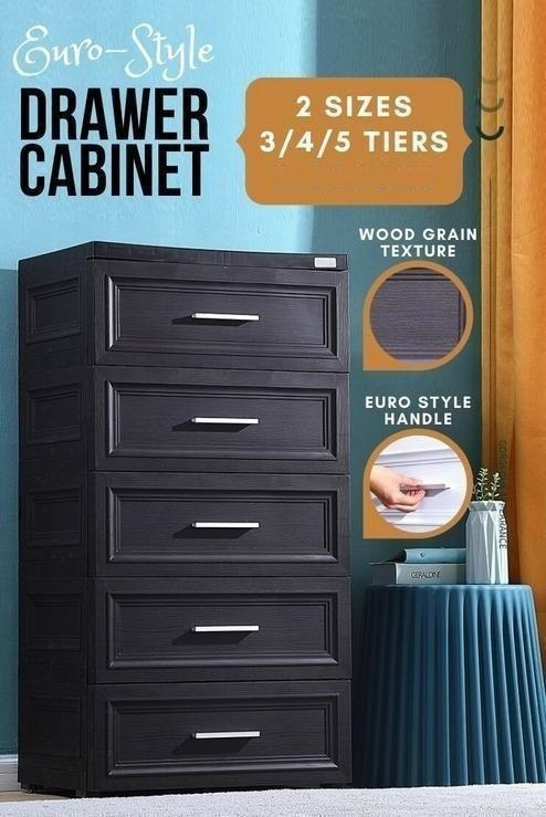 3 | 4 | 5 | 6 Tiers Euro Style Storage Drawers Cabinet (Two Color ...