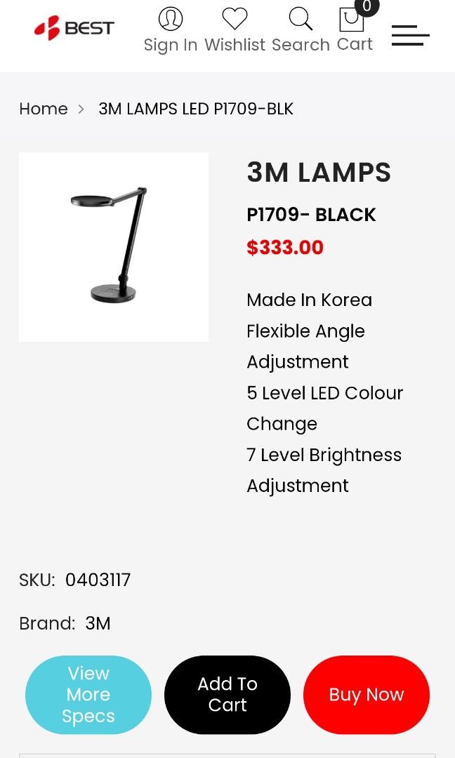 3M Study Lamp P1709, Furniture & Home Living, Lighting & Fans, Lighting ...