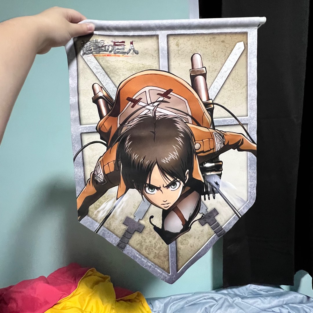 Aot Attack on titan tapestry banner Eren Yeager Young, Hobbies & Toys ...