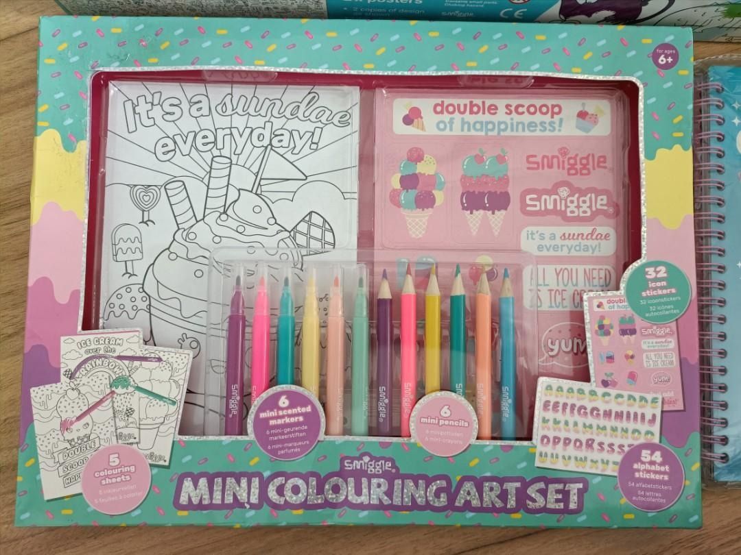 authentic original Smiggle sticker book, mini colouring art set and ...