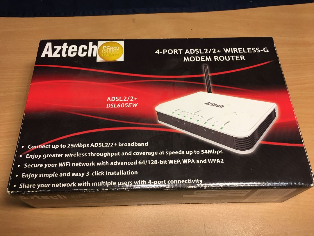 Aztech 4-Port ADSL2/2+ Wireless-G Modem Router (DSL605EW) (Streamyx ...