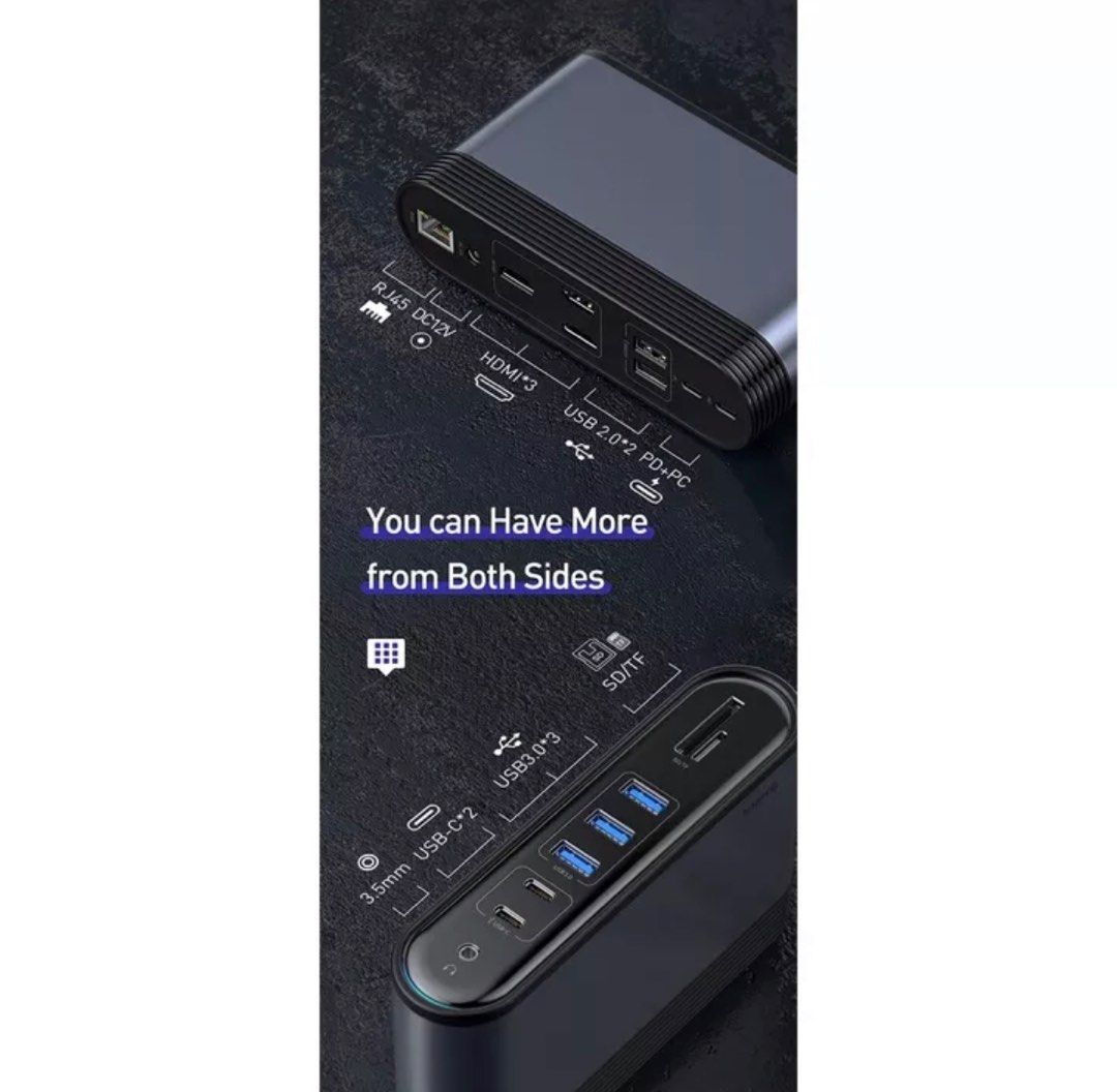 Baseus 17 in 1 Type C Working Docking Station Three Screen HUB Adapter Multi HDMI RJ45 VGA USB 3 ...