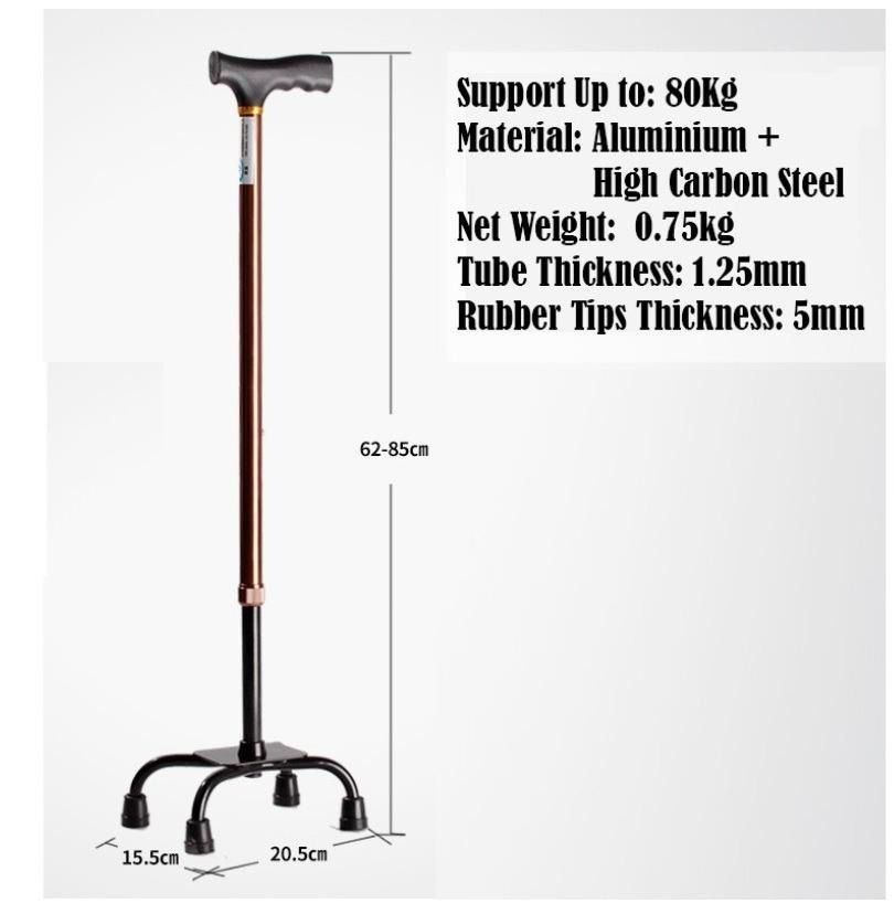 Brand New Walking Stick Quad Cane Narrow Base adjustable level Anti ...