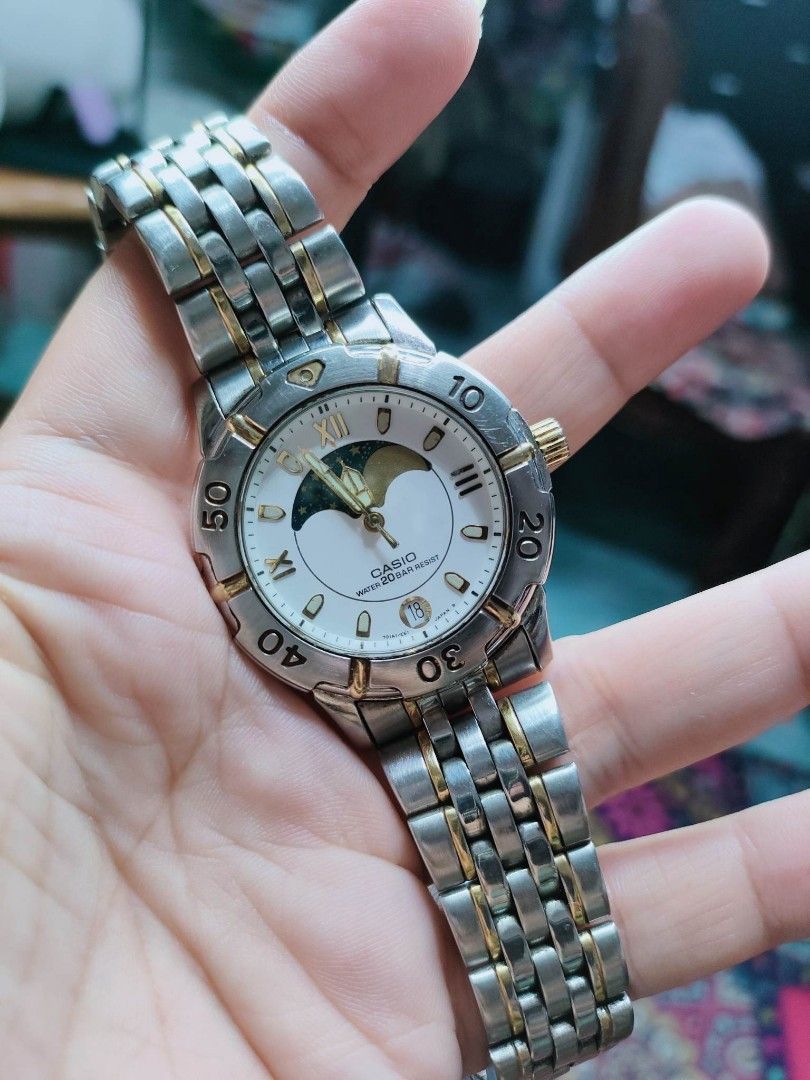 Casio moon phase watch, Women's Fashion, Watches & Accessories, Watches ...