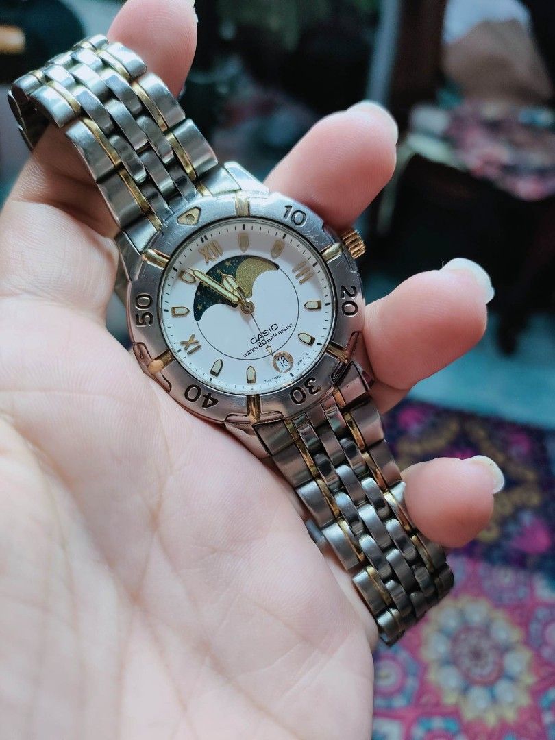 Casio moon phase watch, Women's Fashion, Watches & Accessories, Watches ...
