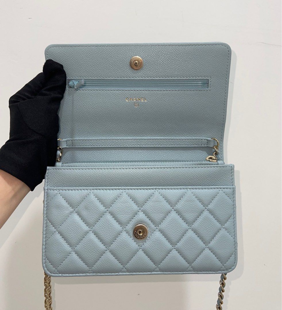 Chanel WOC 22P Baby Blue Caviar in GHW, Luxury, Bags & Wallets on Carousell