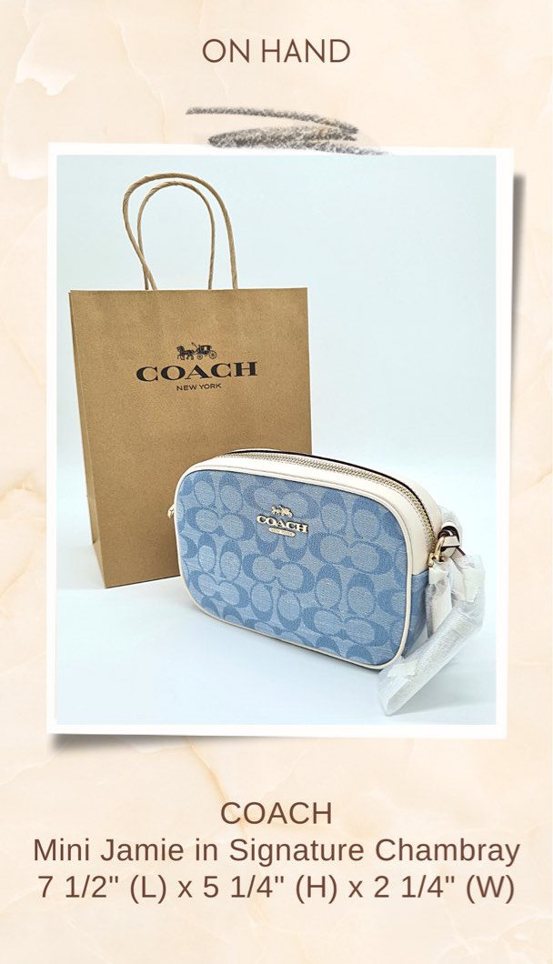 Coach Mini Jamie in Signature Chambray, Luxury, Bags & Wallets on Carousell