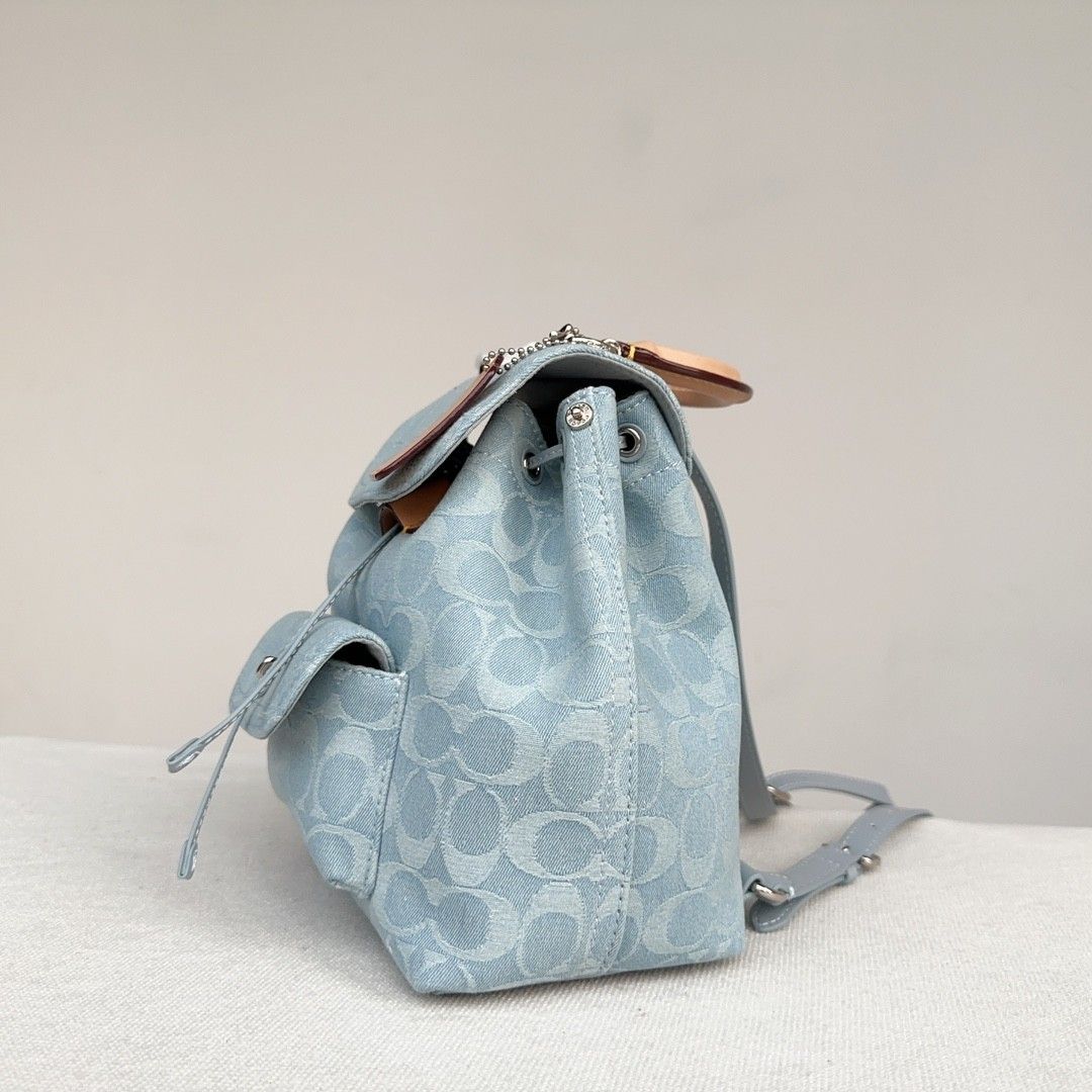 Coach Riya Signature Mini Backpack Blue, Women's Fashion, Bags ...