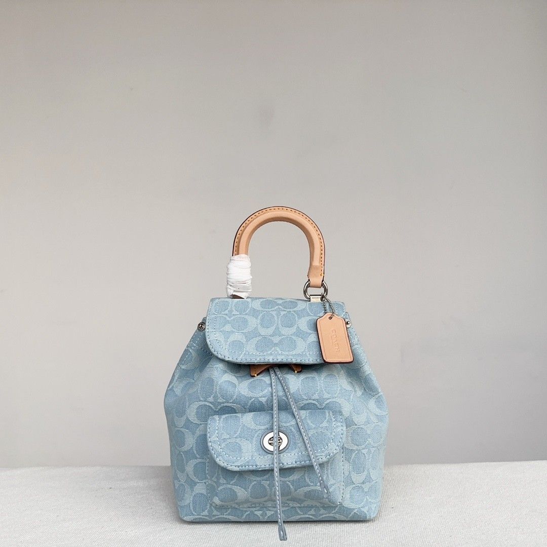 Coach Riya Signature Mini Backpack Blue, Women's Fashion, Bags ...