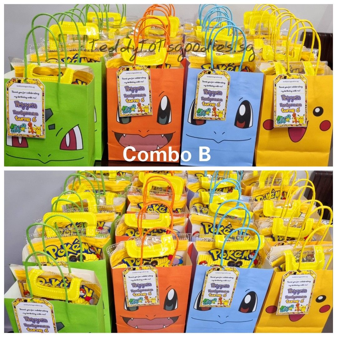 Combo B | Pokemon Themed Kids Goodie Bags Pikachu Charmander Bulbasaur ...