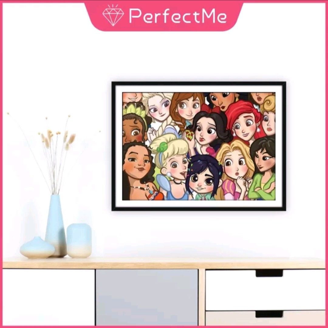 Completed diamond painting with beige frame Disney Princess break it ...