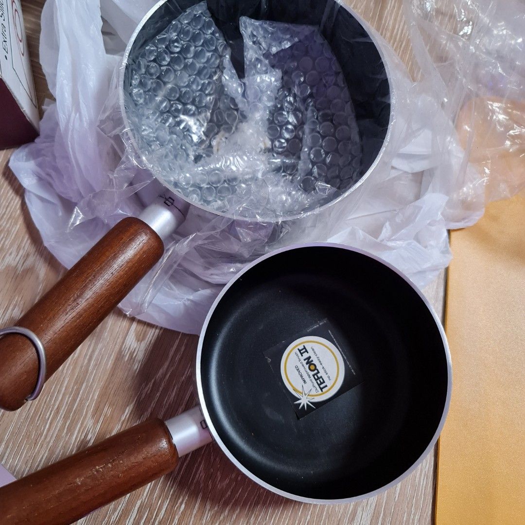 Teflon Cooking Pots & Pans with wooden handle ( 3pc set), Furniture ...