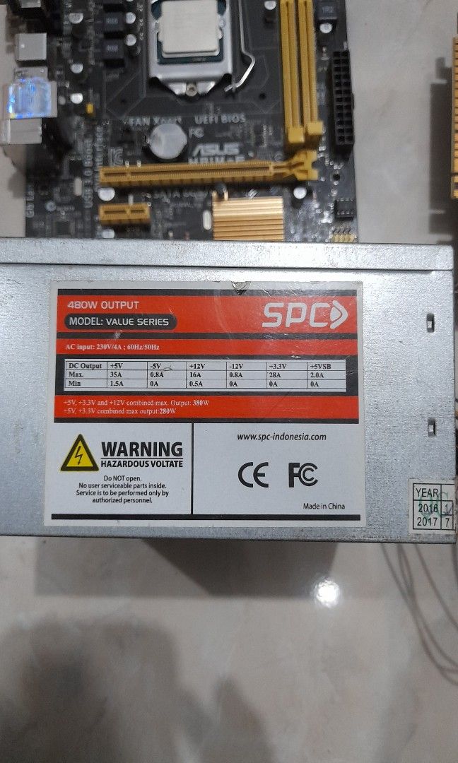dijual 1 set, motherboard asus hb1m-e, gpu inno3d 64bit 1gb, processor ...