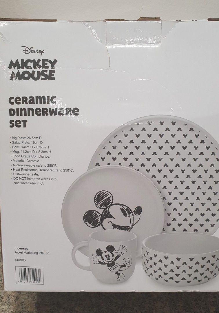 Disney Mickey Mouse Collection - 4 pc Ceramic Dinnerware Set (Limited ...