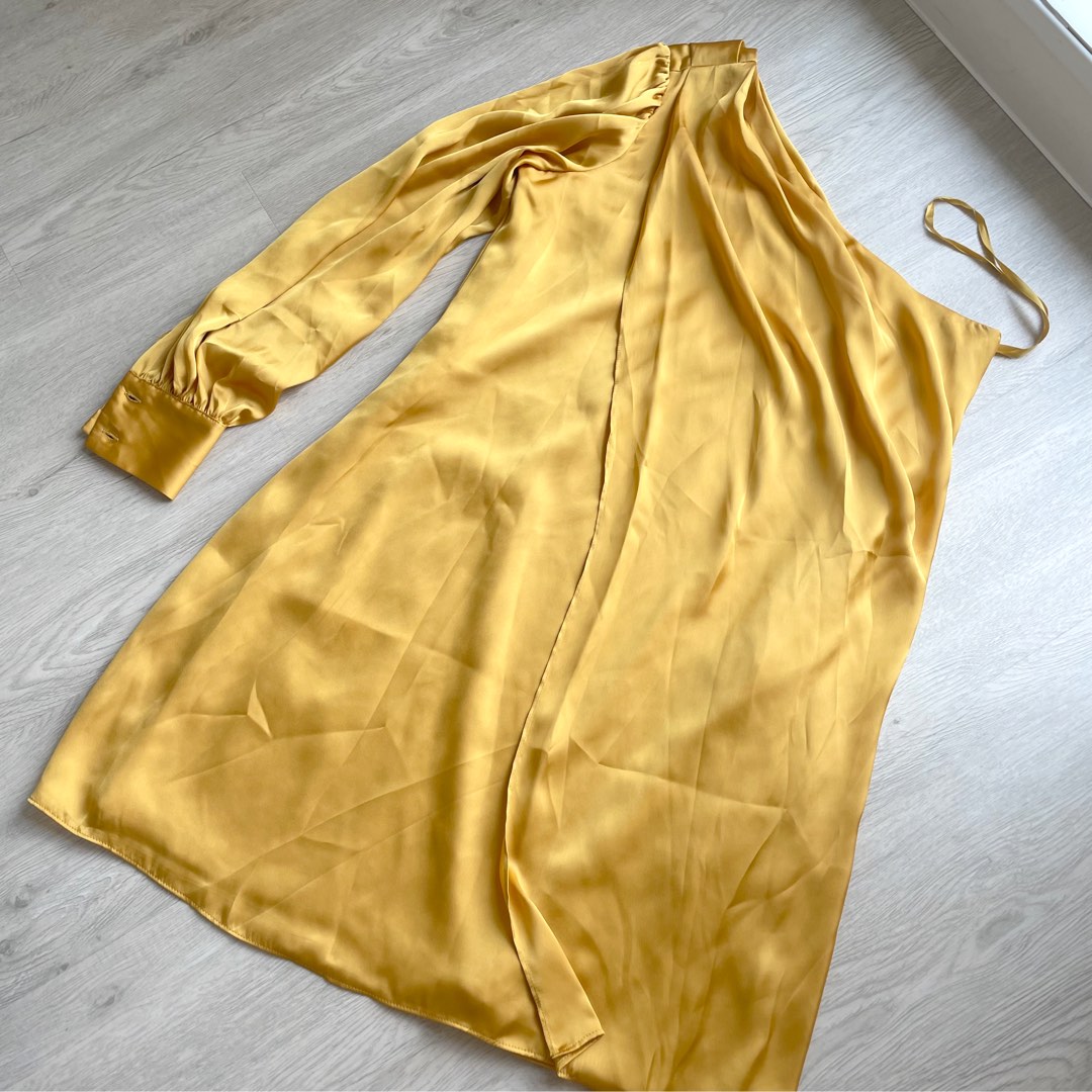 Elegance one shoulder toga cocktail satin dress, Women's Fashion ...