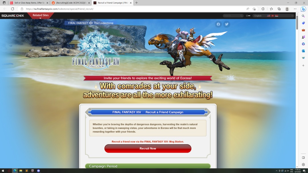 FFXIV / FF14 Recruitment Code (Get additional 2 million gil if you are ...