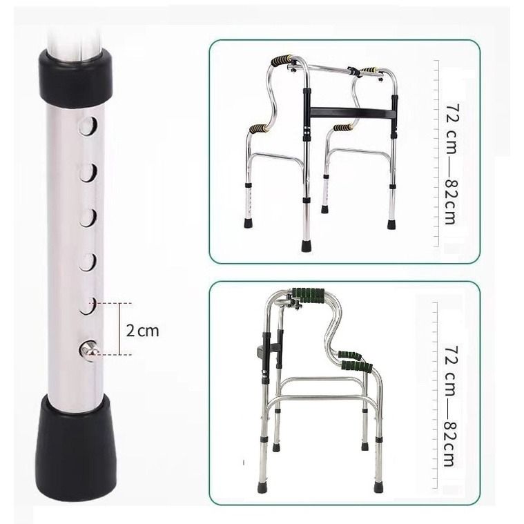 Foldable Walking Frame Height Adjustable 4 leg walking aid, Health ...