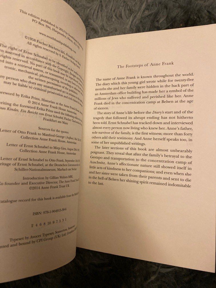 Footsteps of Anne Frank - Ernst Schnabel, Hobbies & Toys, Books ...