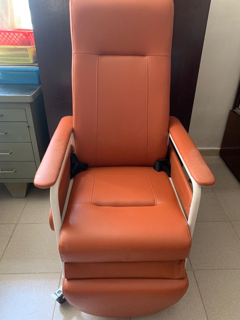 Geriatric chair with wheels, safety belt and adjustable leg rest and ...