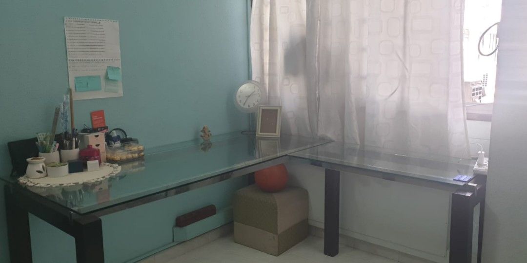 Glass Study Office Table, Furniture & Home Living, Furniture, Tables ...