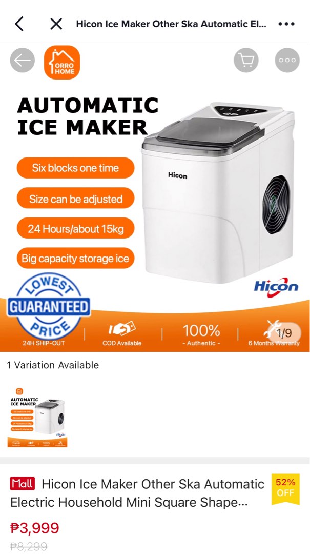 Hicon Automatic Ice Maker, TV & Home Appliances, Other Home Appliances ...