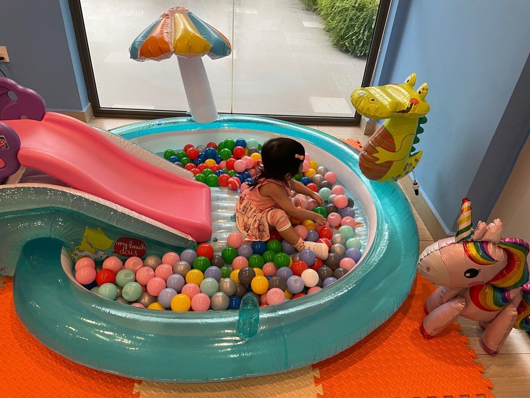 Inflatable Pool Slide pit ball with electric pump (complete set ...